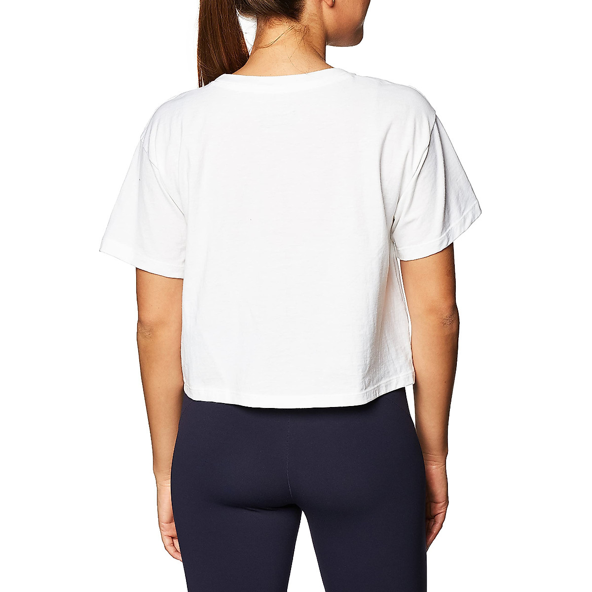 Champion womens Cropped Tee, Script Logo T Shirt, White-550757, Medium US