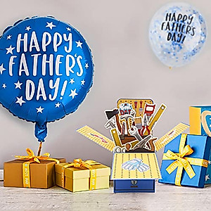 Mosailles Birthday Card For Men Christmas Greeting Card Thank you Gift Card For Dad Husband Grandfather Brother Best Dad Ever 3D Tool Box Pop Up Card Father's Day With Envelopes