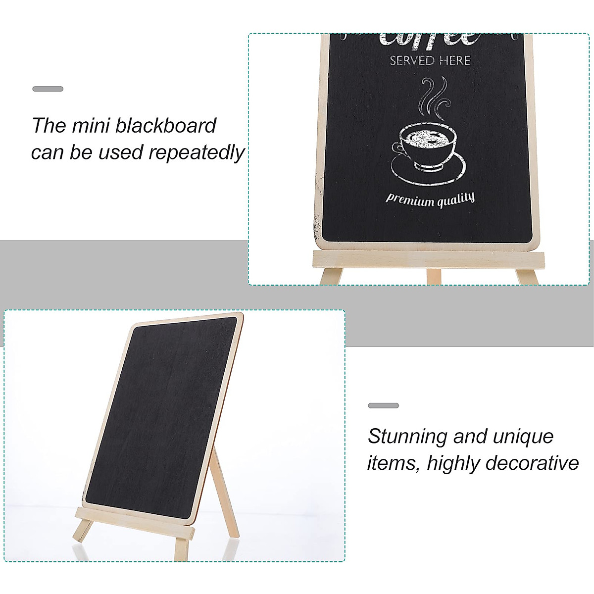Wood Mini Chalkboard Signs, Food Signs, Wooden Message Board Desk, Small Wood Chalkboard Labels with Easel Stand for Wedding Signs(5pcs)