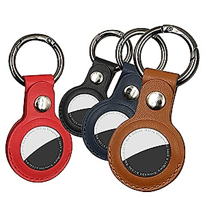 Airtags Case 4 Pack : Portable Airtag Keychain Holder, Anti-Lost Protective Cover Leather Case Key Ring Designed Air tag Accessories Tracking Locator for Luggage Dog Cat Pet Collar