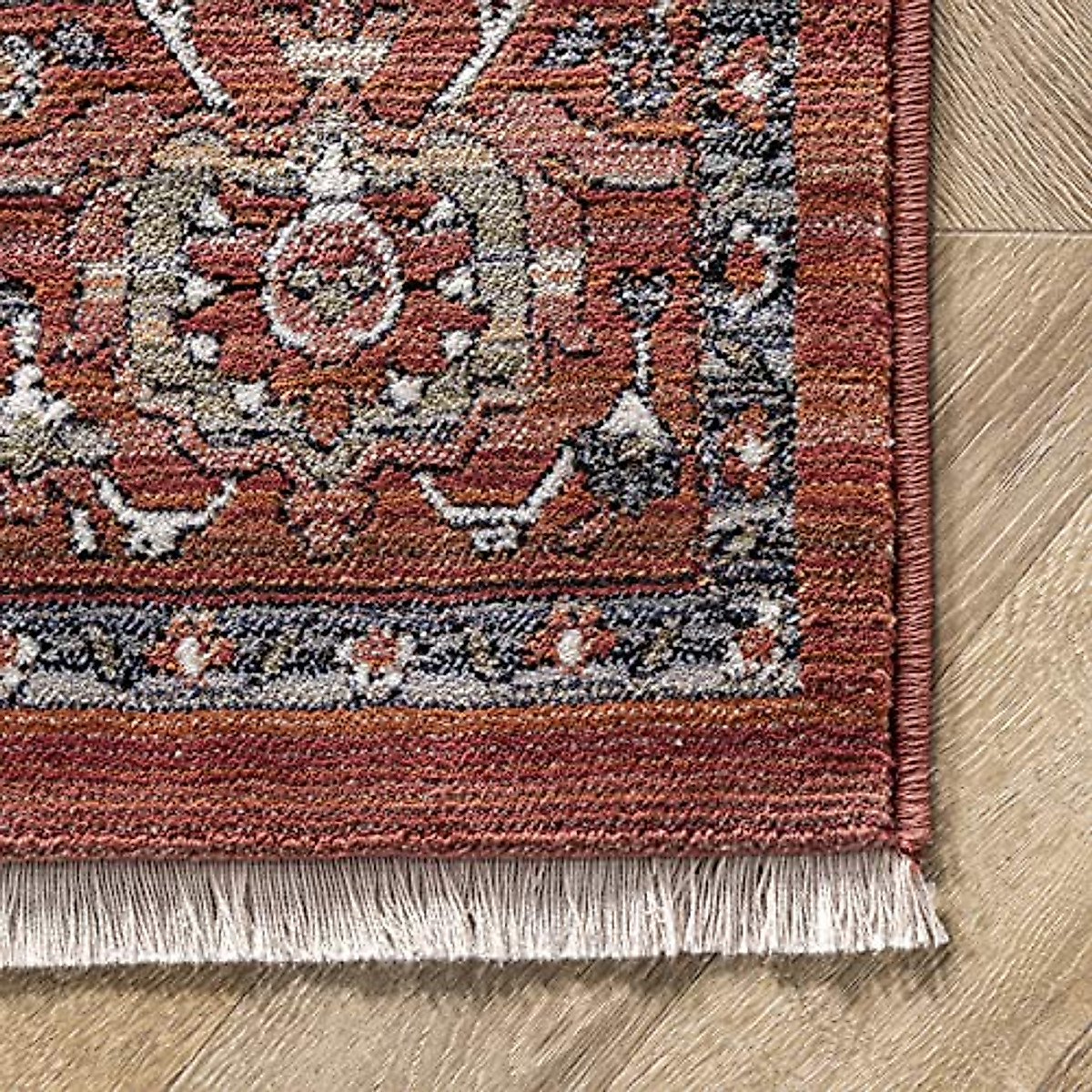 nuLOOM Oliveira Floral Medallion Fringe Area Rug, 5' 3" x 7' 7", Red