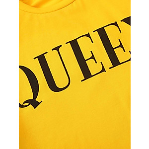 Floerns Girls 2 Piece Letter Graphic Short Sleeve Crop Top and Legging Set Yellow and Black 10Y