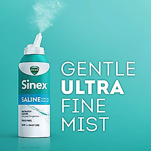 Vicks Sinex Saline Nasal Spray, Drug Free Ultra Fine Mist, Clear Everyday Sinus Congestion Fast, Clear Mucus from a Cold or Allergy, Daily Use 5.0 fl oz