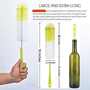 ALINK 16” Long Bottle Brush Cleaner for Washing Wine/Beer/Sport Well/Thermos/Glass and Long Narrow Neck Sport Bottles