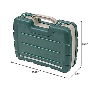 Flambeau Outdoors 7220 Small 11" Double-Sided Satchel, Portable Tackle Storage Box with Removable Dividers and Handle, Tan/Green