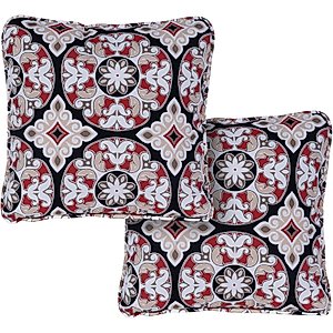Hanover Medallion Indoor Throw, Set of 2, Decorative and Weather Resistant Red and Black Cushions for Outdoor Furniture and Patio Sets with Premium Quick-Drying Fabric, 2 Pillows, 2 Count
