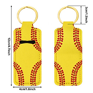 Patelai 20 Pcs Softball Lipstick Holder Keychain Lipstick Holder Clip-on Sleeve Pouch