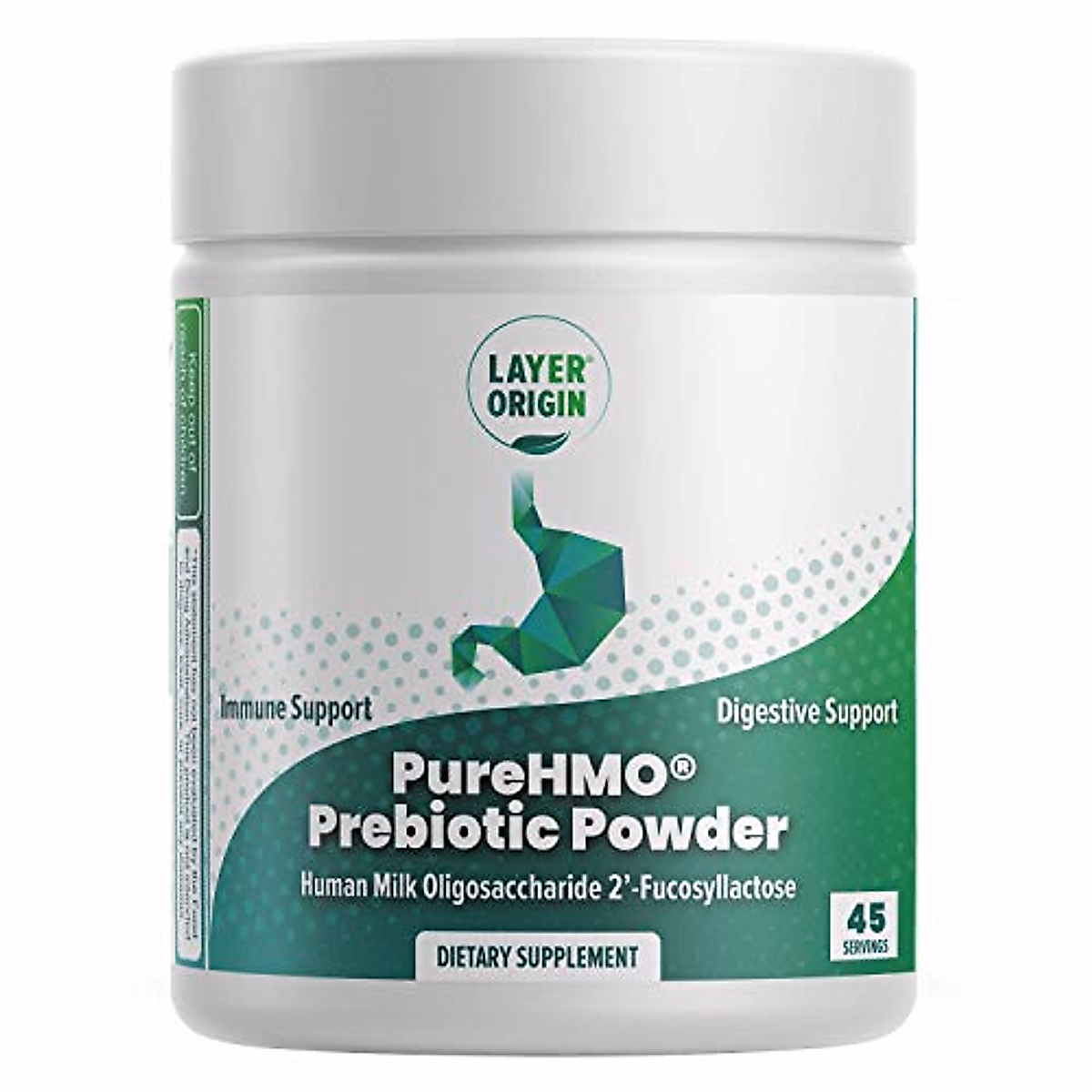 Layer Origin | PureHMO Human Milk Oligosaccharide (HMO 2'-FL) Prebiotic Powder - Feed 200 Billion Probiotics/Scoop, 45 Servings