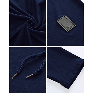 Lexiart Mens Fashion Athletic Hoodies Sport Sweatshirt Solid Color Fleece Pullover Navy Large