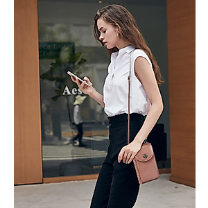 BROMEN Small Crossbody Bags For Women Leather Cellphone Purse Designer Zipper Wallets Fashion Shoulder Bag Pink