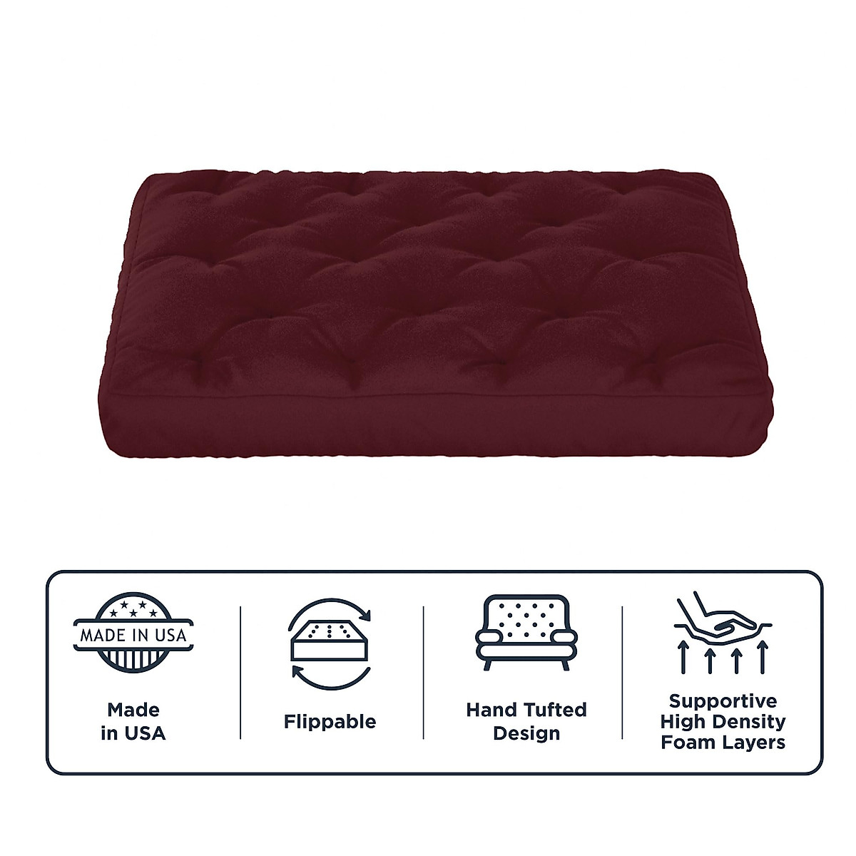 Royal Sleep Products by The Futon Factory 8 inch Foam Futon Mattress - Solid Navy Cover - Full Size - CertiPUR Certified Foams - Made in USA - (Frame not Included)