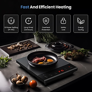 PAYISHO Electric Hot Plate Single Burner Portable Ceramic Cooktop For Cooking Ultra-thin Electric Stove Infrared Burner Cooker,24-Hour Timer Child Safety Lock,Compatible With All Cookware 1800W