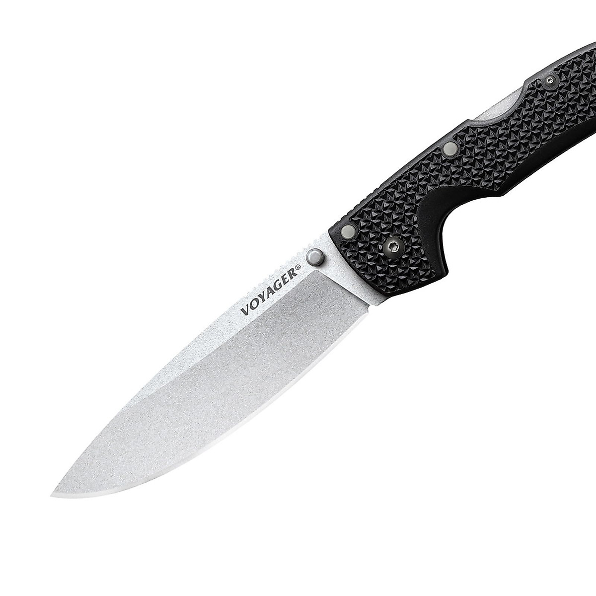 Cold Steel Extra Large Drop Point Voyager / 12 1/4" Overall / 5 1/2" Blade / 4MM Thick / 6 3/4" Long GRIV-EXHANDLE / AUS10A Steel/Ambi Belt Clip/Blister Packed,Black