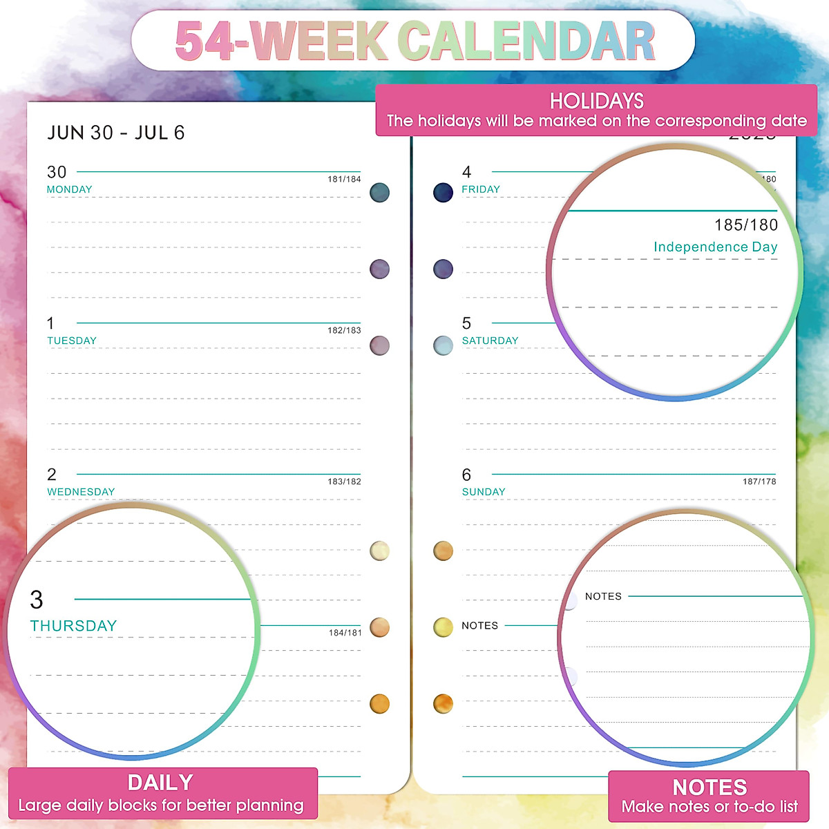 2025-2026 Planner Refills - Planner Refills 2025-2026, 2025-2026 Weekly and Monthly Planner Refills from Jul. 2025 - Jun. 2026, 3.75 x 6.75 inch, 6 Holes