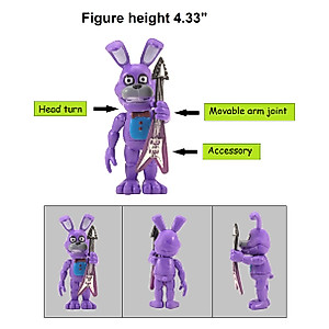 NA Toysvill FNAF Action Figures (Set of 6 pcs) | Inspired by Five Nights at Freddy’s Toys Figurines Set, Cake Toppers, Party Set, Collectible Toys for Kids, Height About 4 inches