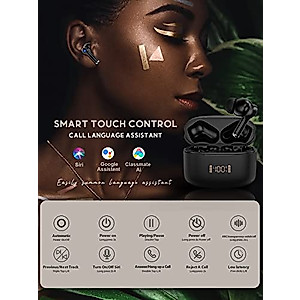 Wireless Earbuds, ANC+ENC Bluetooth 5.3 Headphones LED Power Display Earphones Wireless Charging Case 30Hrs Playback IPX6 Waterproof in-Ear Headsets with Mic for TV Smart Phone Computer Laptop Sports