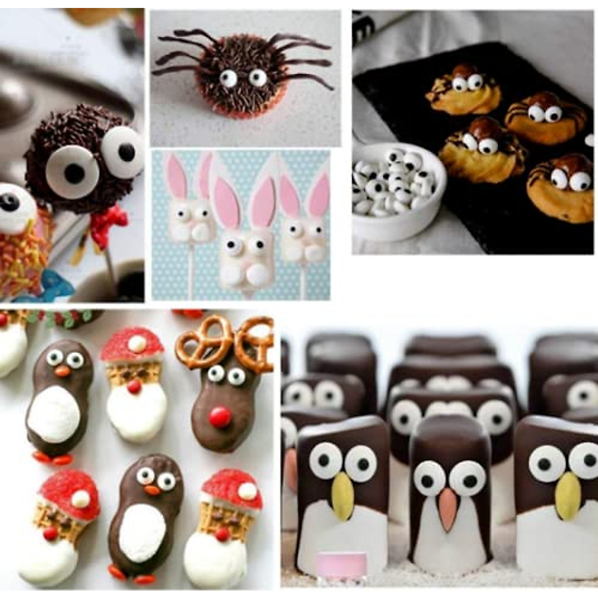 Edible Mini Candy Eyes Halloween Sprinkles Cake Cupcake Toppers Cookie Decorations Dessert Sprinkle Eyeballs Sugar Sprinkles Googly Eye for Christmas Daily Cake Decorating