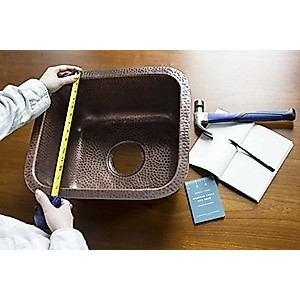 Sinkology SP502-17AC Sisley 17-inch Bar Prep Copper Sink in Hammered Antique copper