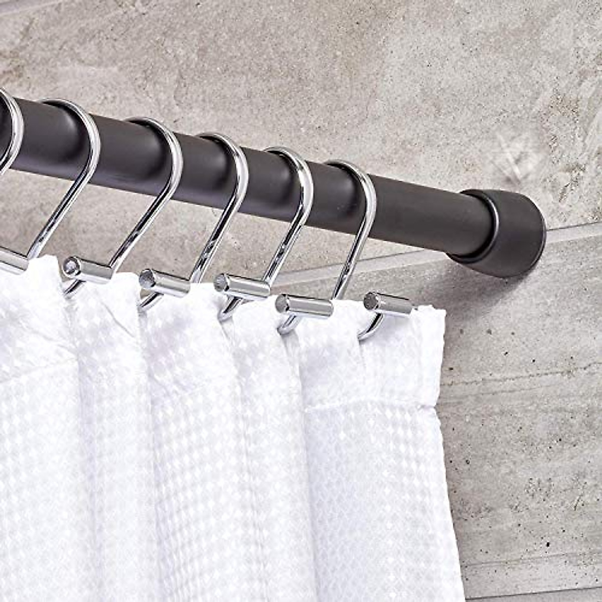 iDesign Cameo Metal Tension Curtain Rod for Bathtub, Shower Stall, Closet, Doorway, Expandable 50”-87”, Matte Black