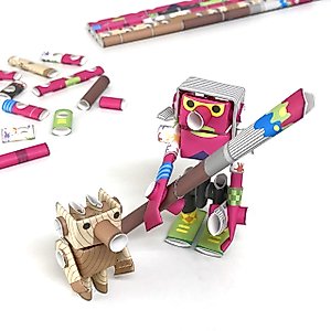 PIPEROID Andy & Pino Art Prodigy & Wooden Doll - Japanese 3D Paper Puzzle DIY Robot kit for Kids and Origami Kit for Adults
