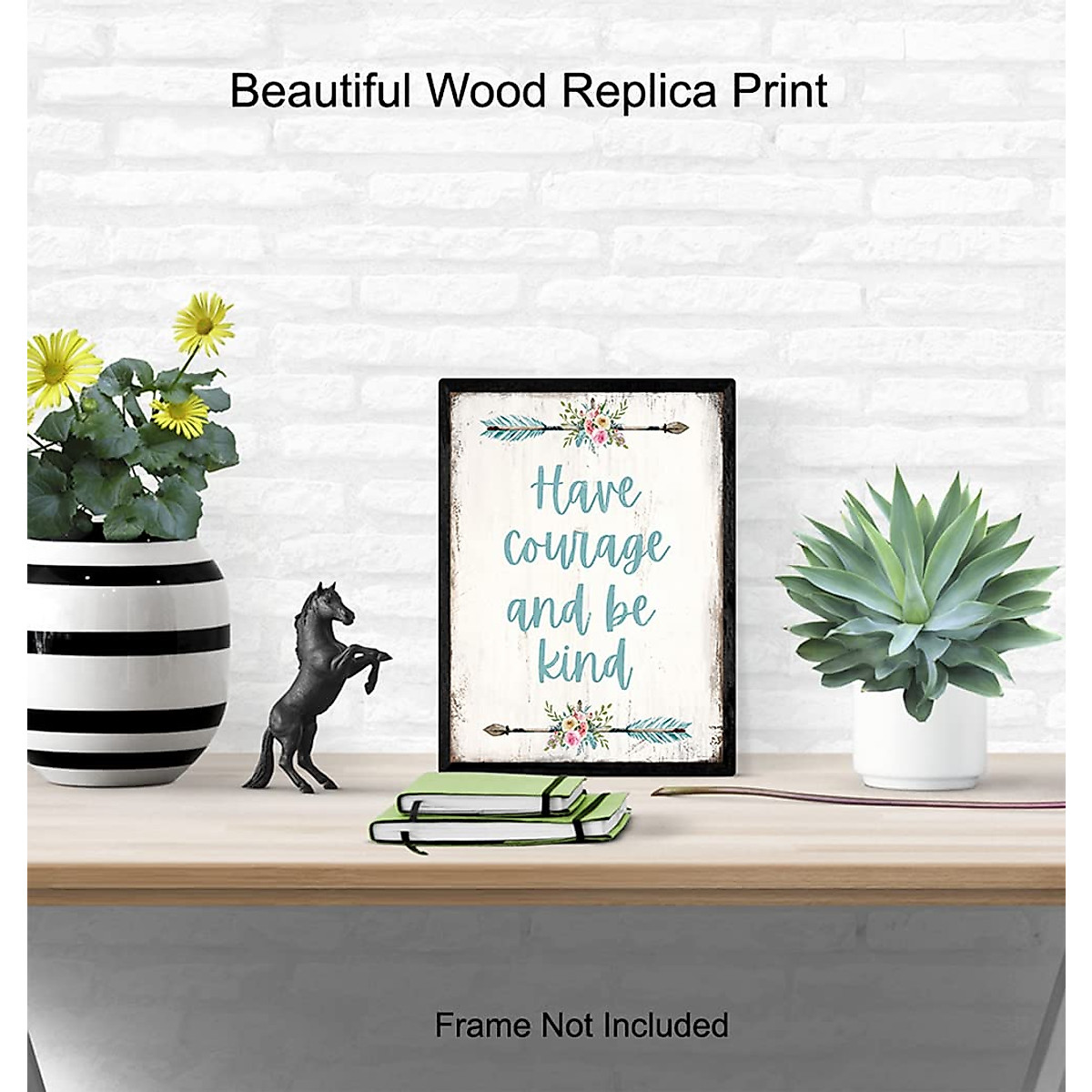 Have Courage and Be Kind Wall Decor Sign - Boho Bathroom Decor - Shabby Chic Bathroom Decor - Bathroom Wall Art - Restroom Sign - Rustic Powder Room, Guest Bath Decor - Blue Bathroom Decor for Women