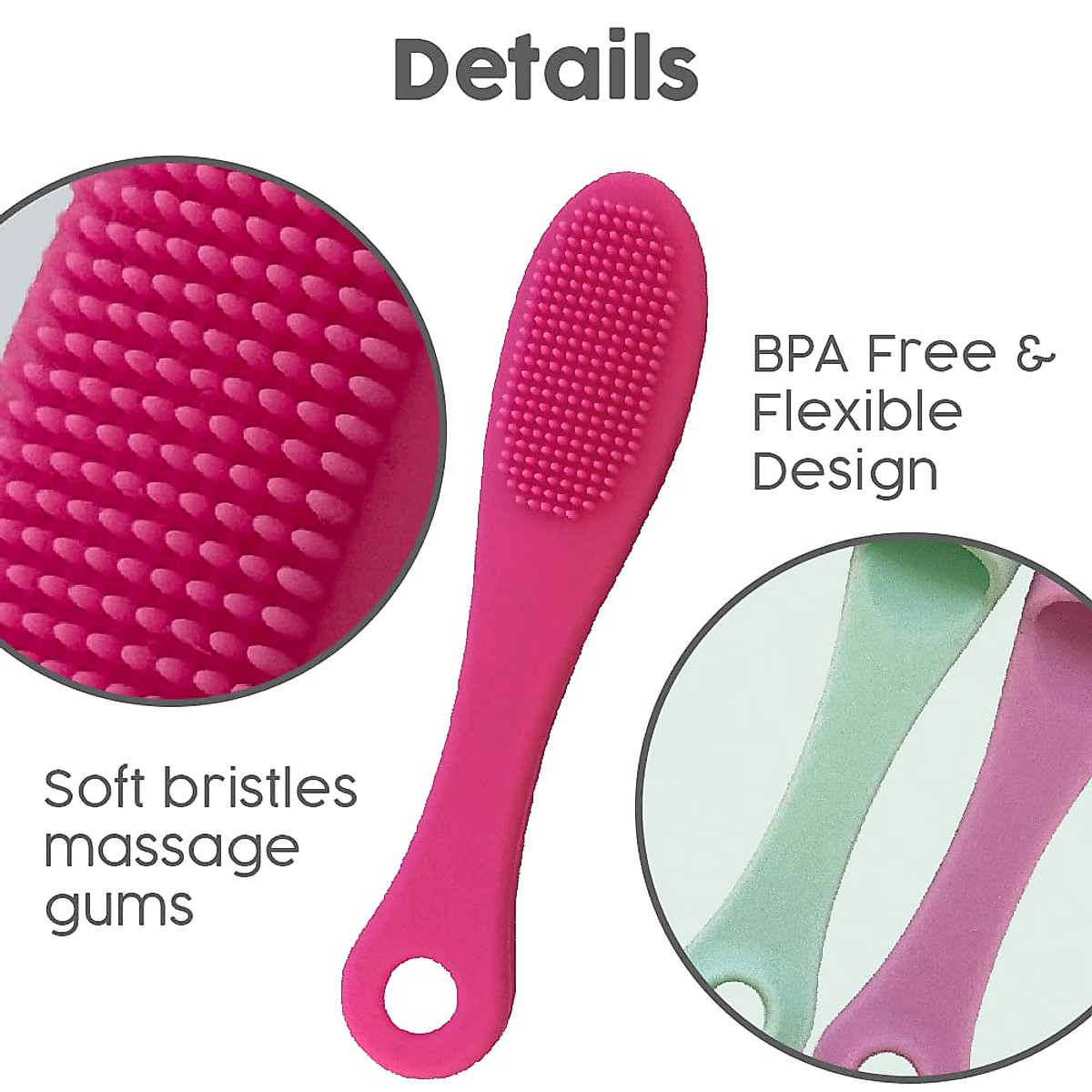 SIMENA Silicone Dog Toothbrush, Ergonomic Dog Tooth Brush with Improved Design, Cat Finger Toothbrush for Pet Dental Care, Finger Brushes Suitable for Small Breeds, Puppies and Cats (Pack of 3)