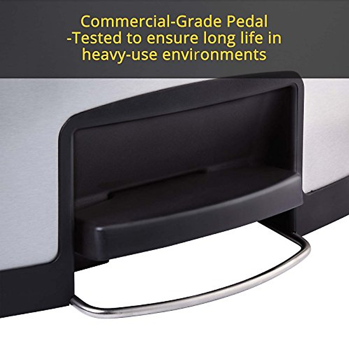 Rubbermaid Commercial Products 1883458 Streamline Slim Step-On Plastic Trash Garbage Can, 13 Gallon, Beige