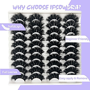 IFSOWDRA Dramatic Lashes Mink 8D Volume Curly Fake Lashes Wispy Full 20mm/25mm Mink Lashes Long 20 Pairs False Eyelashes D Curl Strip Lashes Pack