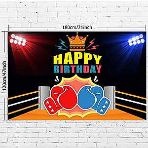 Boxing Happy Birthday Banner Backdrop Boxing Glove Boxing Match Sports Wrestle Fitness Theme Decorations Decor for Home Gym Boy Man 1st Birthday Party Background Photo Booth Props Favors Supplies Kit