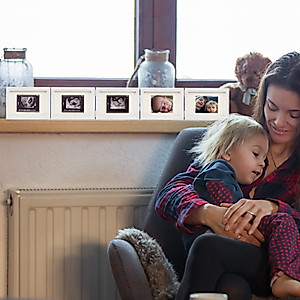 5 Folding Sonogram Picture Frame for Expecting Parents- 4.7" × 6.8" Baby Ultrasound Picture Frame Natural Wood Sonogram Pregnancy Frame Baby First Photo Frame for Pregnant Mom Gifts, Nursery Decor