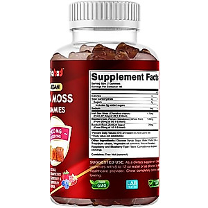 Vitabod Irish Sea Moss Gummies - 3000 mg - 180 Vegan Gummies - Made with Bladderwrack & Burdock Root - Seamoss Supplement for Thyroid, Energy, Immune Support