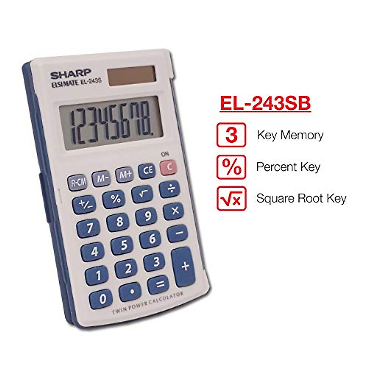 Sharp Electronics 8-Digit Twin Powered Calculator (EL-243S/EL-243SB)