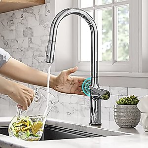 KRAUS Oletto Tall Modern Single-Handle Touch Kitchen Sink Faucet with Pull Down Sprayer in Chrome, KTF-3101CH