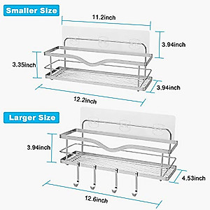 2 Pack Shower Caddy Bathroom Shelf, No Drilling Traceless Adhesive Bathroom Storage Organizer, SUS304 Rustproof Food Storage Basket, 2-in-1 Kitchen Spice Racks (Polished Silver)