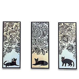 WAGA 6Pcs Retro Bookmarks PET Cute Black Cat Daily Series Reading Book Mark Page Stationery Kawaii Clips Markers Page Hand Account