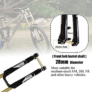 BUCKLOS 26 27.5 29 MTB Bike Suspension Fork 180mm Travel, Bicycle Magnesium Alloy Downhill Forks 20mm Axle, 1-1/8" Threadless Mountain Bikes Fork