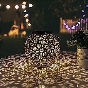 Solar Lantern Outdoor Hanging Lights 2022 New Version Largest and Brightnest Solar Lights Waterproof Metal Table Lamp for Garden, Yard, Tabletop, Patio, Lawn Decorative