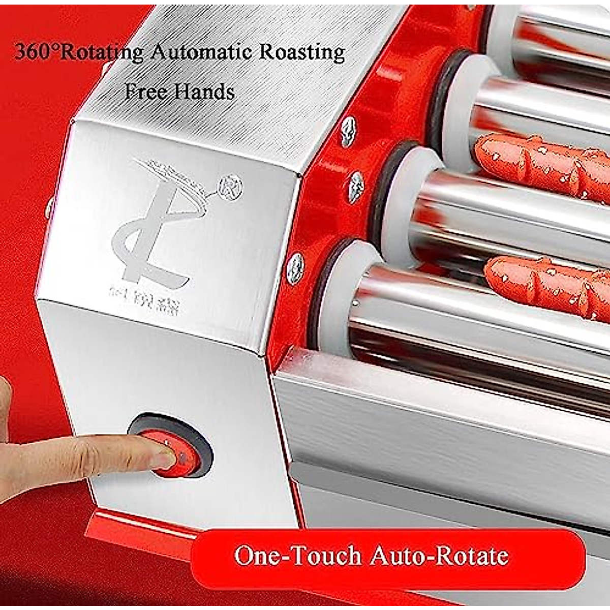 hotdog roller grill Stainless Steel Hot Dog Roller Machine, Commercial Sausage Grill Cooker Machine, 0-250 Temperature Control, With Oil Pan, Commercial and Household Hot Dog Machine (Size : 3 Tubes
