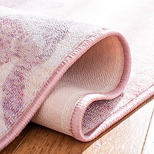 SAFAVIEH Disney Princess Collection Machine Washable Slip Resistant 3' 3" x 5' 3" Pink/Purple Assurance Kids Bedroom Nursery Playroom Area Rug