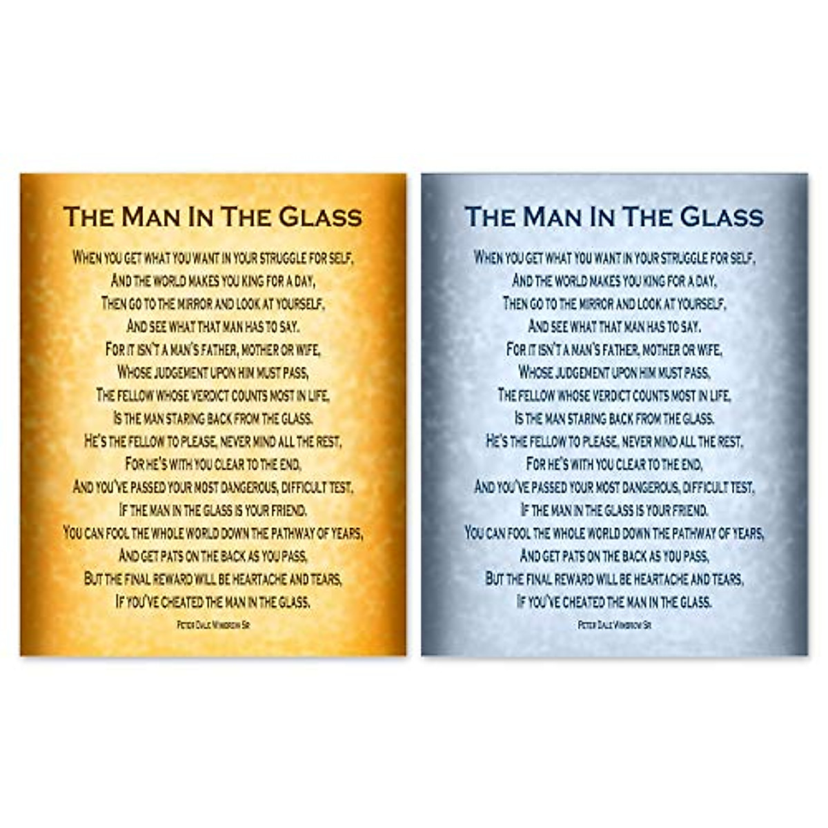 The Man in the Glass Poem by Peter Dale Wimbrow Sr Inspirational Home Decor Office Dad Grad Gift 8x10 Print (Blue)