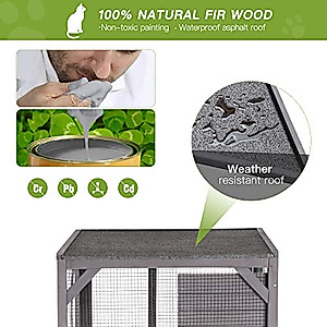 GUTINNEEN Cat House Outdoor Cage Cat Enclosure on Wheels,Large Wooden Kitty Catio with Resting Box,PVC Layer