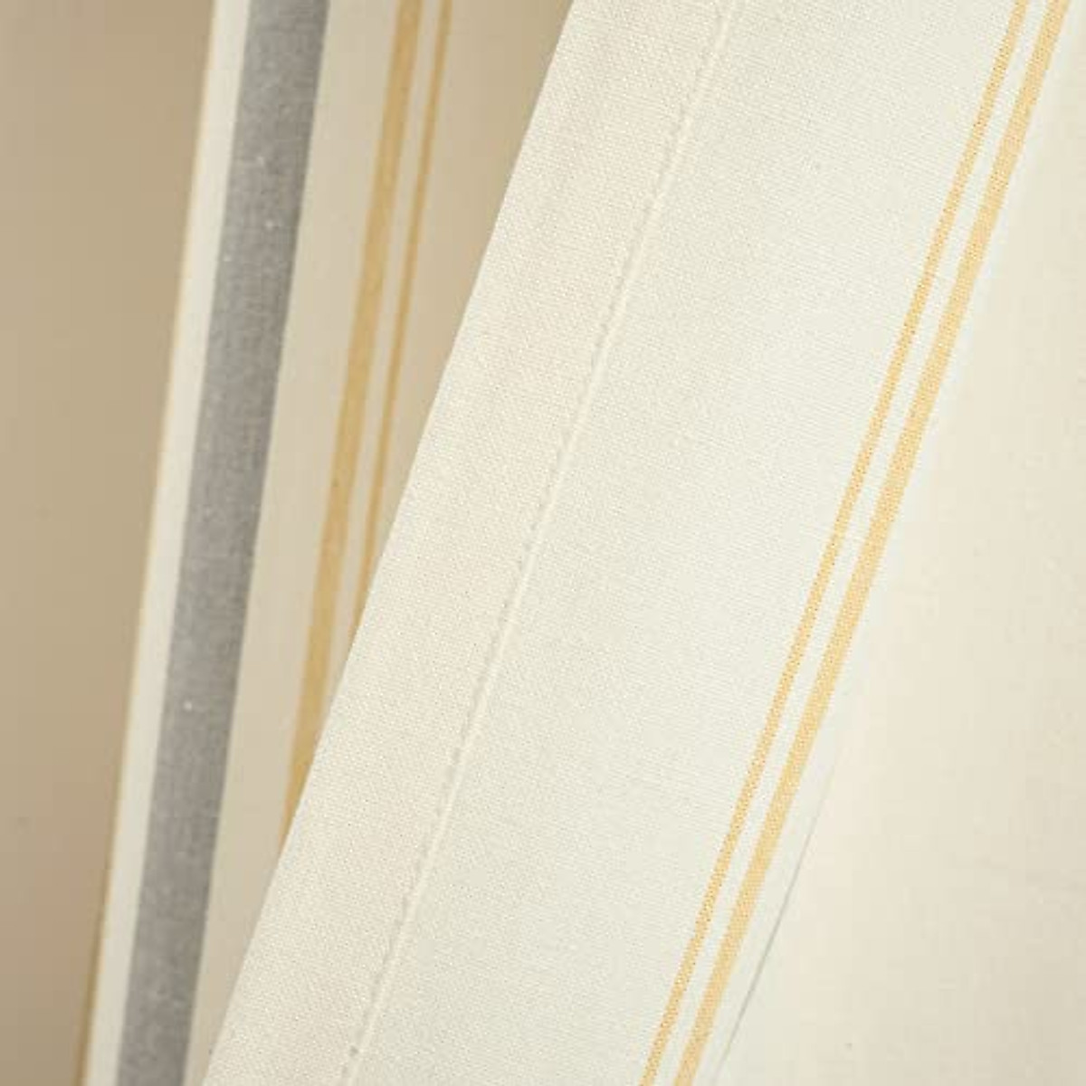 Lush Decor Farmhouse Stripe Yarn Dyed Cotton Window Curtain Panels Yellow/Gray 42X84 Set