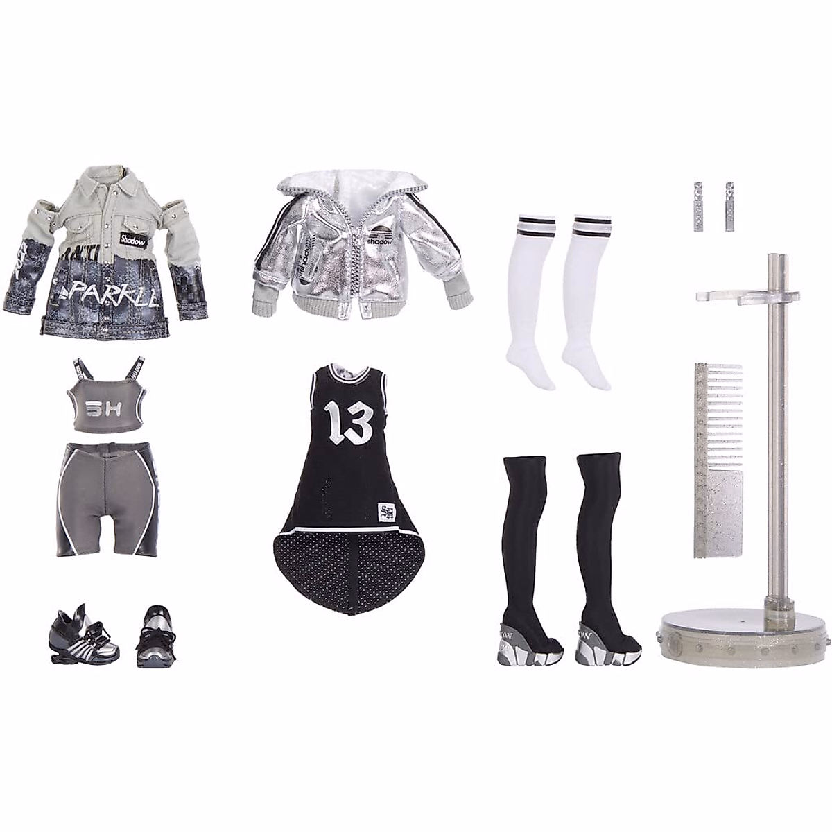 Rainbow High Nicole Steel Grayscale Fashion Doll with 2 Outfits and Accessories, Gift for Kids 6-12
