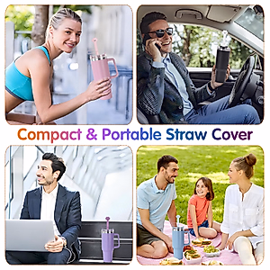 HuLiPaLi 4Pcs Straw Cover for Stanley 30&40 Oz Tumbler, 0.4in Silicone Long Style Cloud Shape Straw Covers Cap Cup Accessories,Dust-Proof Protector Topper Reusable Drinking Tips Lids