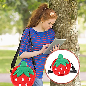 Luxshiny 1Pc Strawberry Plush Bag Lovely Fruit Shaped Bag Creative Casual Pouch