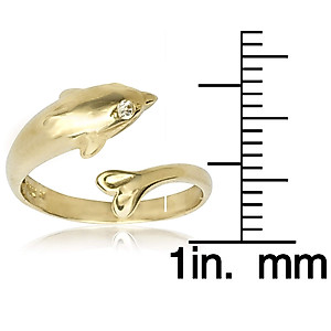 JewelryWeb Solid 10K Gold Adjustable Nautical Dolphin Toe Ring for Women Gold (10mm x 15mm) (Yellow-Gold)