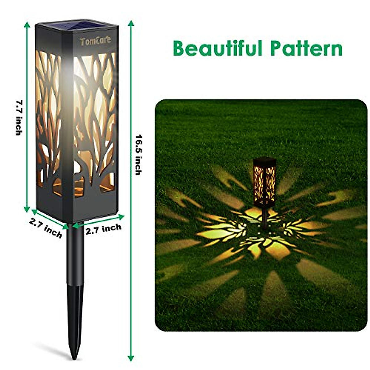 TomCare Solar Lights Outdoor Upgraded Bright Solar Pathway Lights Bigger Size Decorative Solar Garden Lights Waterproof Solar Powered Led Landscape Garden Lighting for Path Yard Walkway, 8 Pack
