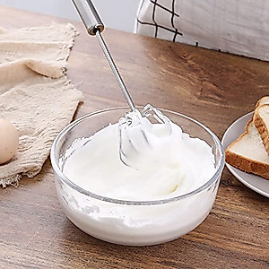 ANYI Whisk 12Inch Stainless Steel Long Handle Egg Beater Hand Push Wisking Tool for Home Whisks for Cooking, Blending, Beating & Stirring (Silver)