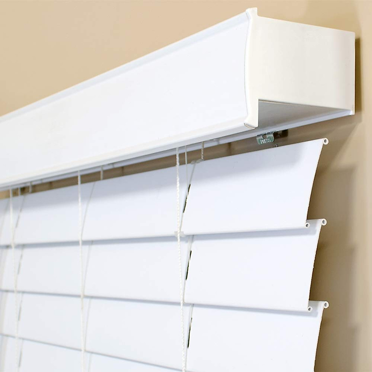 2-inch Flat Slat Faux Wood Cordless Room Darkening Blind for Windows - Starting at $18.97 - (Over 1,000 Custom Sizes), White - 18" W x 48" H