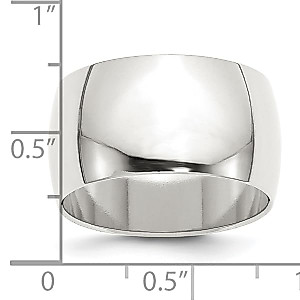 IceCarats 925 Sterling Silver 12mm Half Round Plain Classic Wedding Band Ring Size 12.00